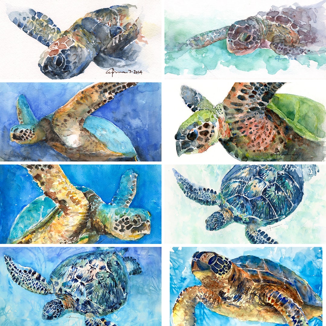 Sea Turtles Watercolor Prints by Claudia Hafner - Etsy