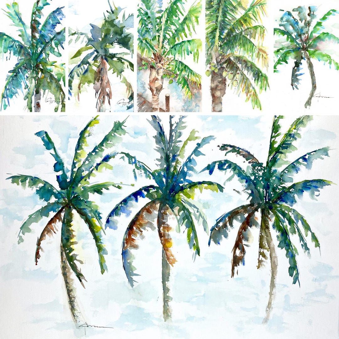 Assorted 8x10" PALM TREE Watercolor Art Print | Nature-inspired Wall ...
