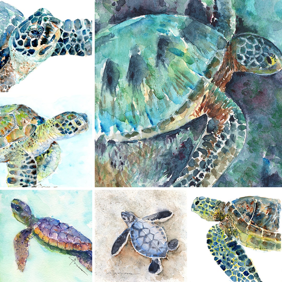 Sea Turtles Watercolor Prints by Claudia Hafner - Etsy