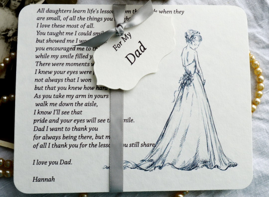 Dad-father of the Bride Thank You Card-poem-personalised-wedding-card ...