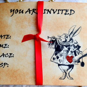 4 Alice in Wonderland-white Rabbit Invitation-vintage Style-tea Party ...