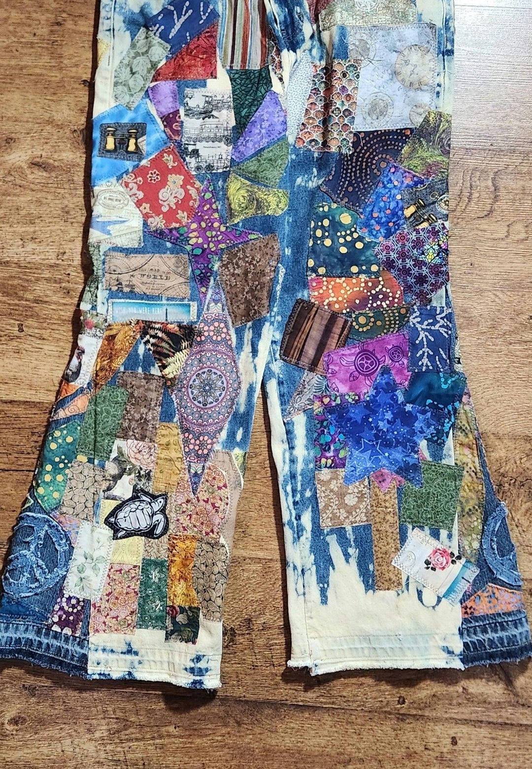 Totally Patched Bell Bottom Jeans Denim With Patches Sides Front Back ...