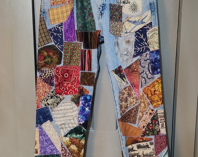 33 Patched Mens Denim Jeans Patchwork Front Back Distressed Geometric ...