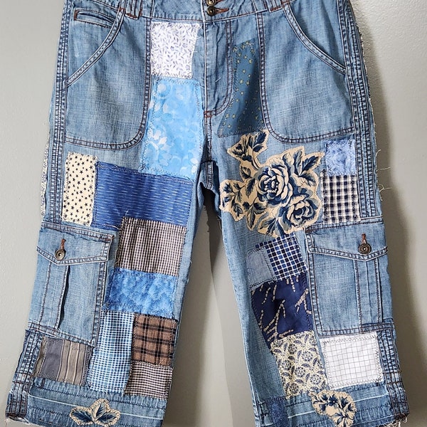 Patchwork Cargo Shorts - Etsy