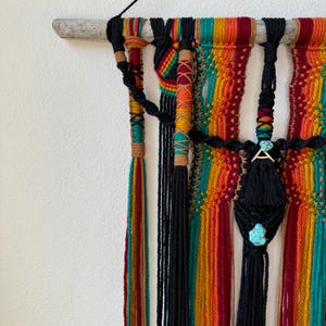 Southwestern Macrame Wall Hanging Tapestry Black Multi Turquoise ...