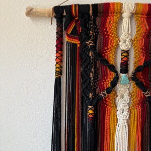 Southwestern Macrame Wall Hanging Tapestry Black Multi Driftwood Boho ...