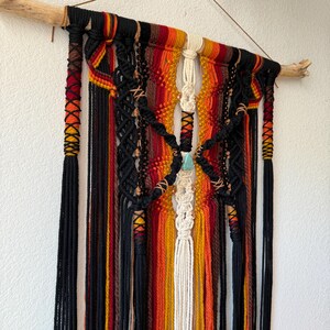 Southwestern Macrame Wall Hanging Tapestry Black Multi Driftwood Boho ...