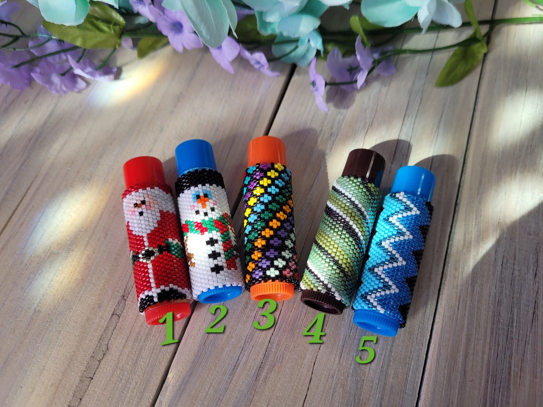 Beaded Lip Balm Cover - Custom Handmade Peyote Wrap - Etsy