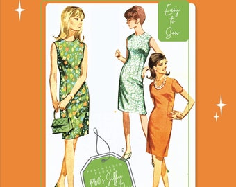 1960s Jiffy Tablecloth Dress Vintage Sewing Pattern 8129, 34-36 Inch Bust, Digital Download ...