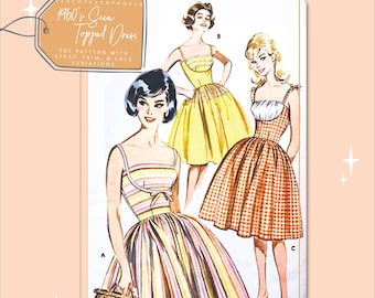 1960s Jiffy Tablecloth Dress Vintage Sewing Pattern 8129, 34-36 Inch Bust, Digital Download ...