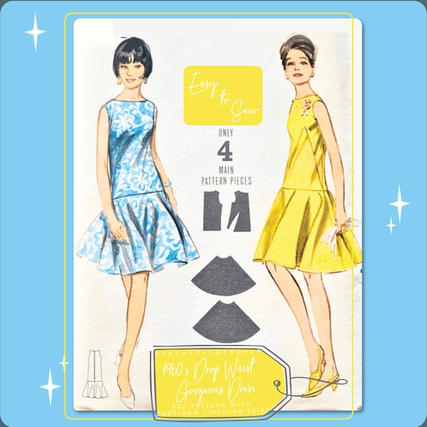 Drop Waist Dress Pattern - Etsy