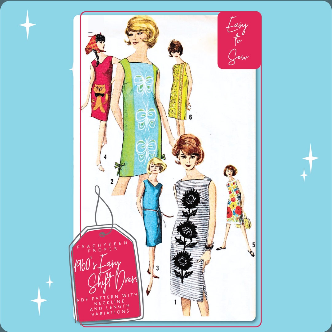 Digital Product - 1960s Easy Shift Dress Vintage Sewing Pattern 5309 ...