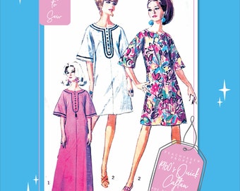 1960s Jiffy Tablecloth Dress Vintage Sewing Pattern 8129, 34-36 Inch Bust, DIGITAL Download ...
