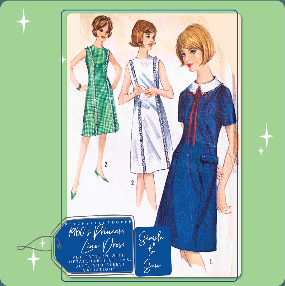 1960s Princess Lines Dress Vintage Sewing Pattern 5798, 31.5 Inch Bust ...