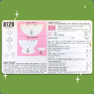 1960s Jiffy Tablecloth Dress Vintage Sewing Pattern 8129, 34-36 Inch Bust, DIGITAL Download ...