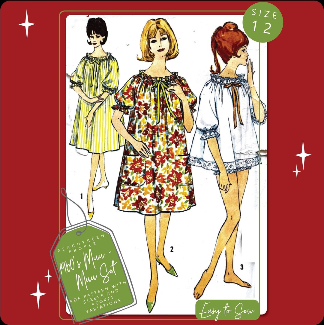 1960s Muu Muu Set Sewing Pattern 4822, 32 Inch Bust, DIGITAL Download ...