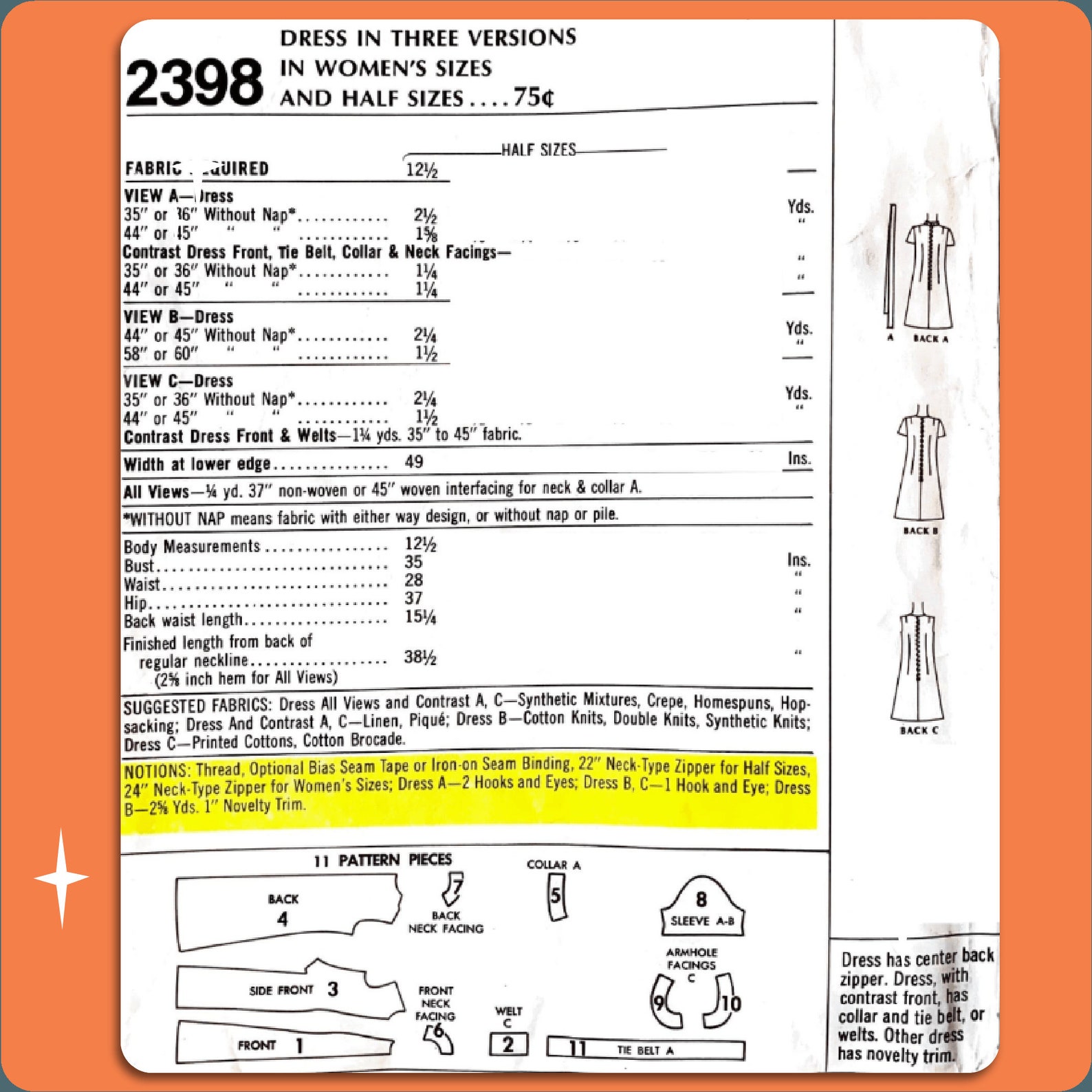 1970s Everyday A-line Sewing Pattern 2398 35 Inch Bust - Etsy