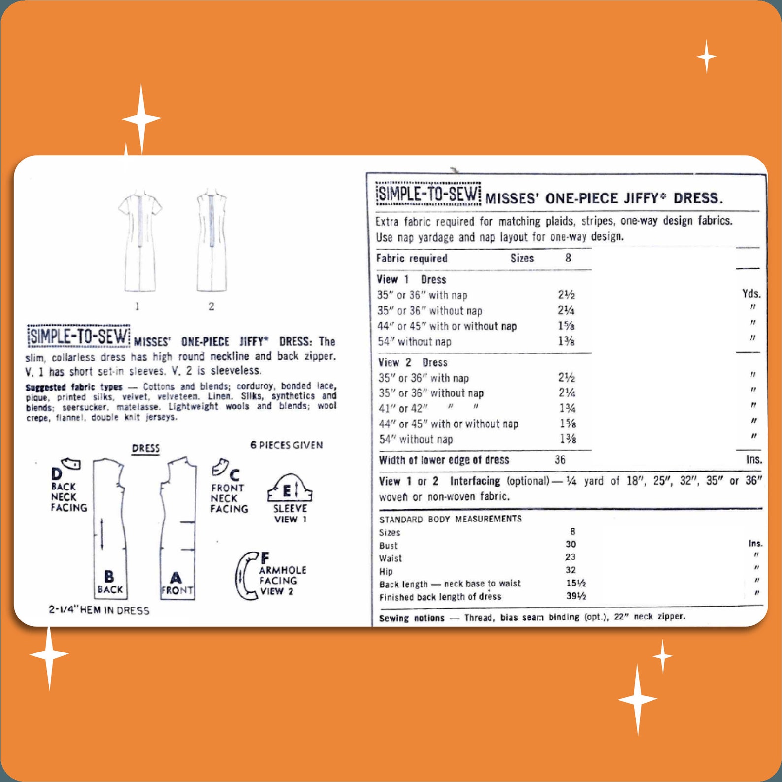 Digital Product - 1960s Jiffy One-piece Dress Vintage Sewing Pattern ...