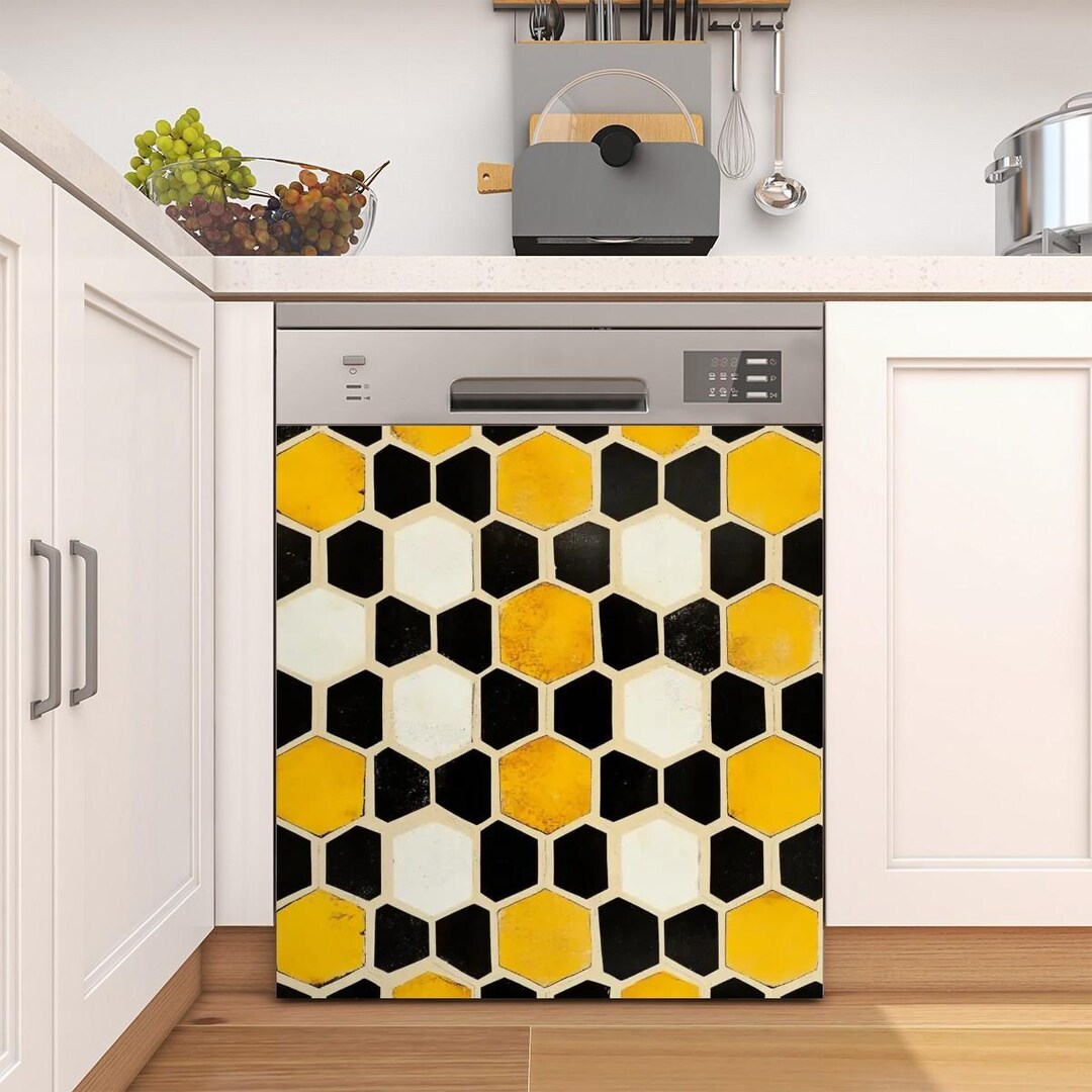 Yellow Black White Geometric Dishwasher Magnet Recycle Bin Cover - Etsy