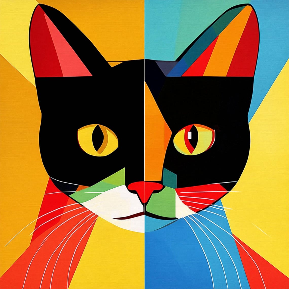 Color Block Cat Digital Printable Download - Etsy