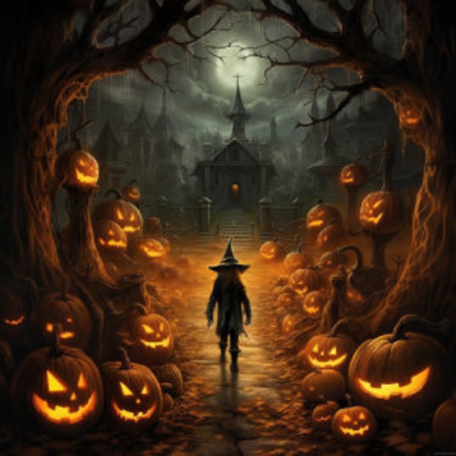 Halloween Scene Printable Digital Download Spooky Background - Etsy