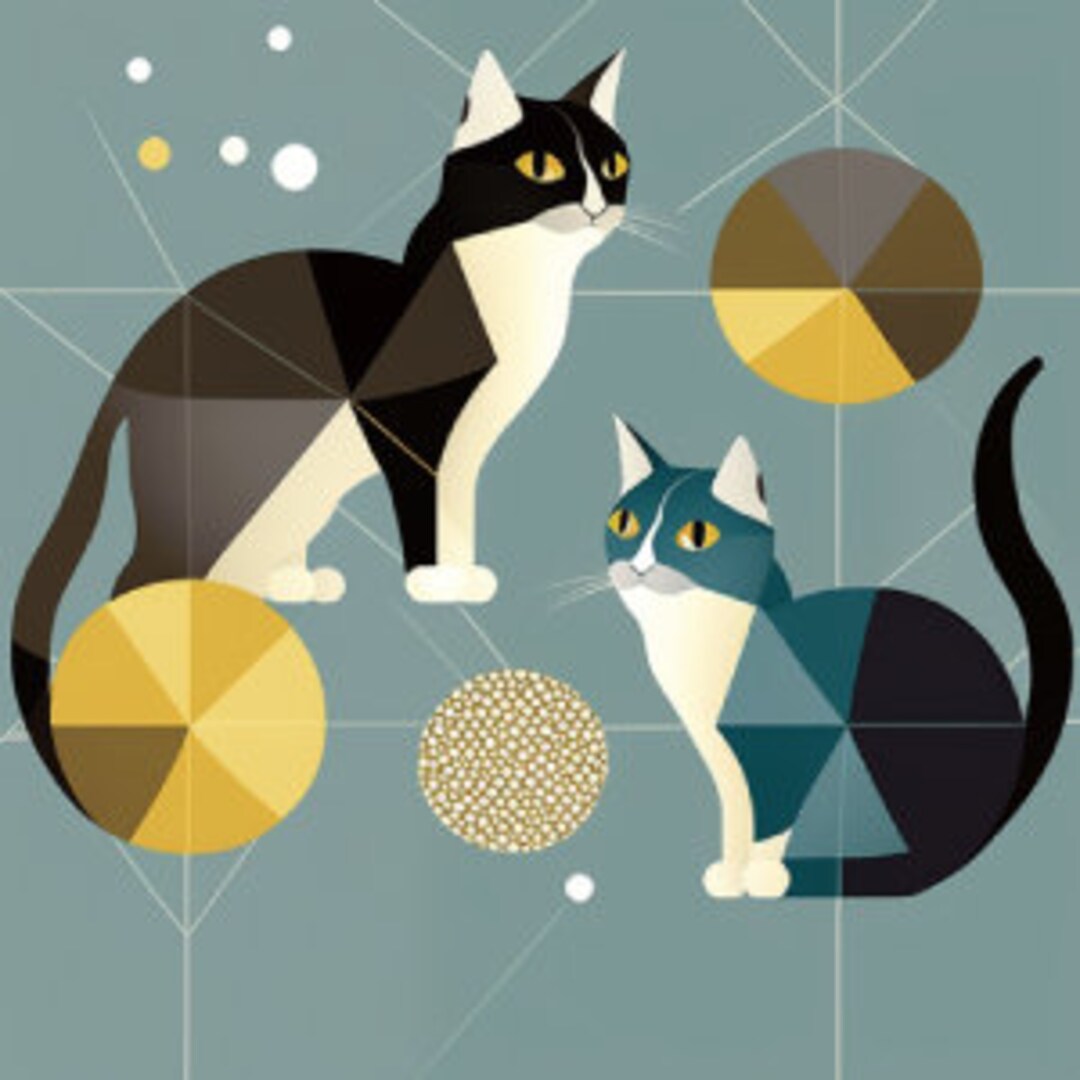 Retro Cats Printable Digital Wall Art - Etsy
