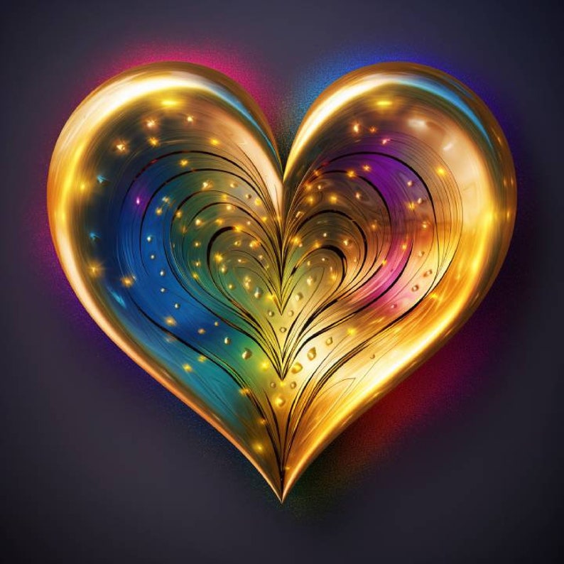 Golden Heart Printable Digital Download - Etsy