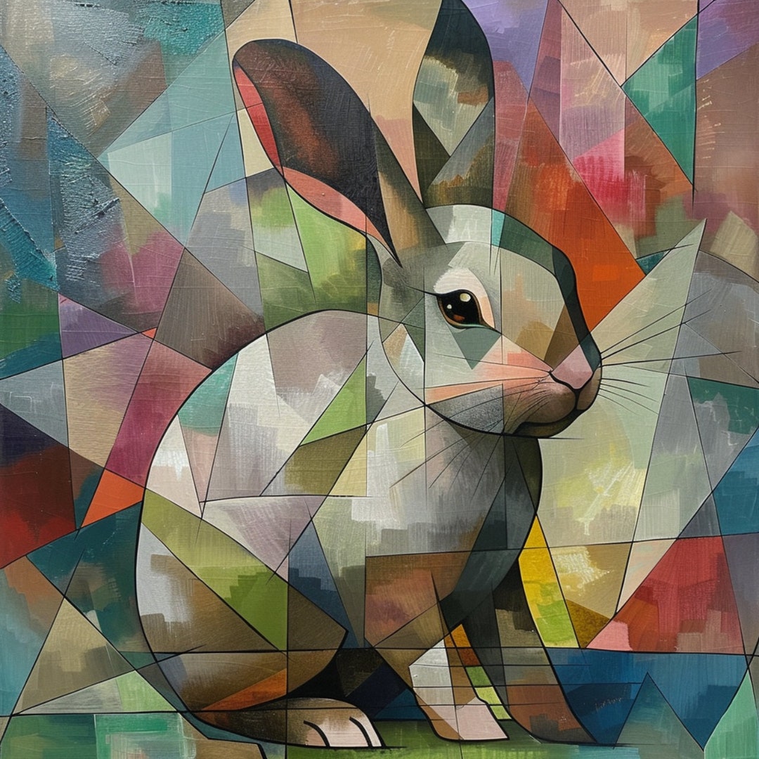 Bunny Rabbit Printable Digital Download Geometric Art - Etsy