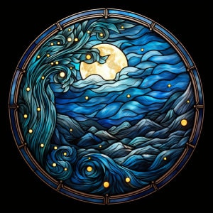 Full Moon Stained Glass Design, Digital, Printable Wall Art - Etsy
