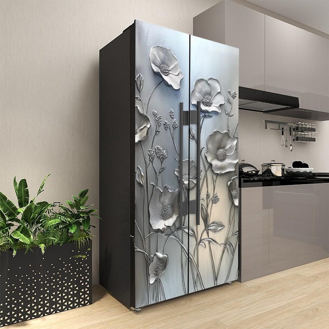 Floral Self Adhesive Refrigerator Wrap Set - Etsy