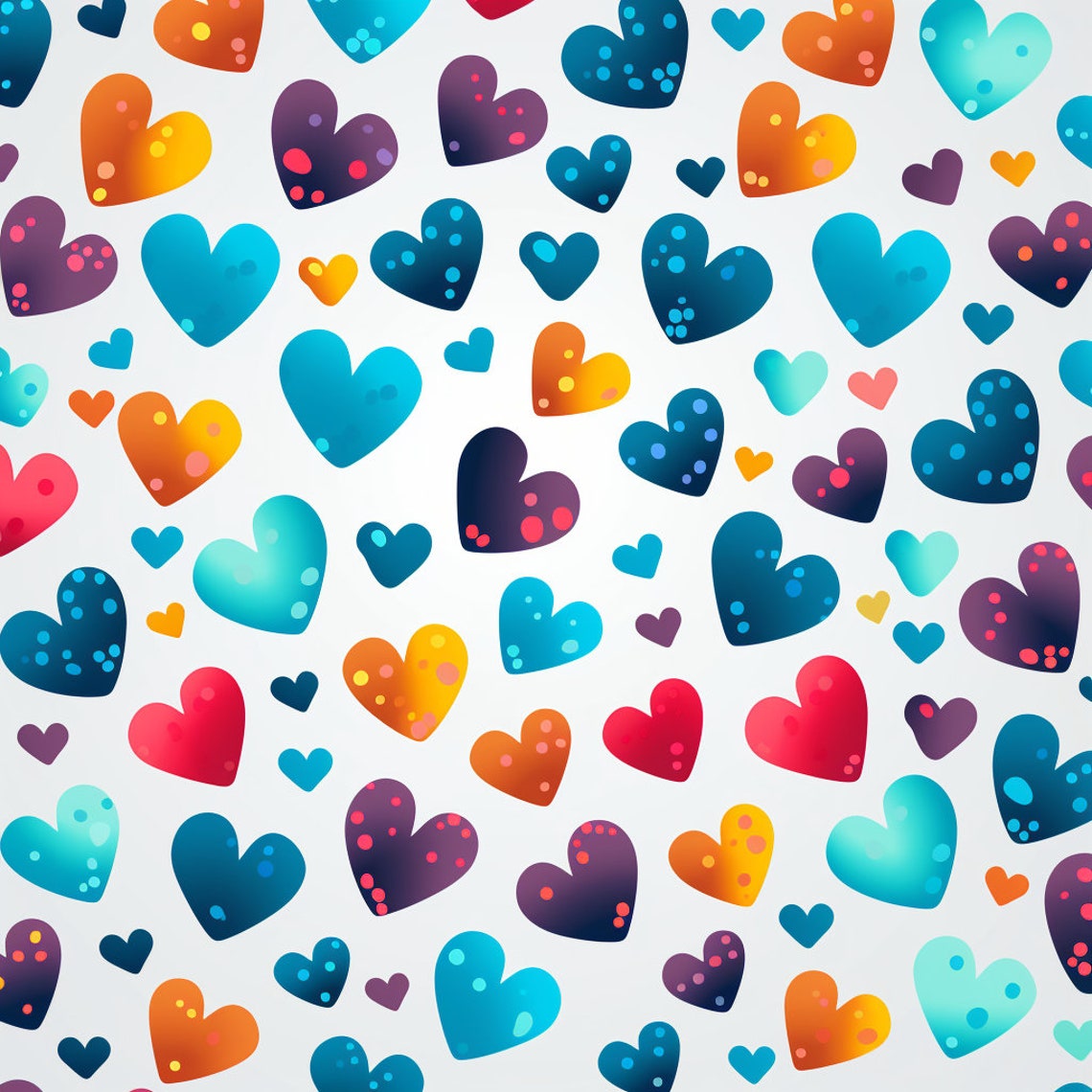 Colorful Heart Repeatable Pattern Digital Download Printable - Etsy