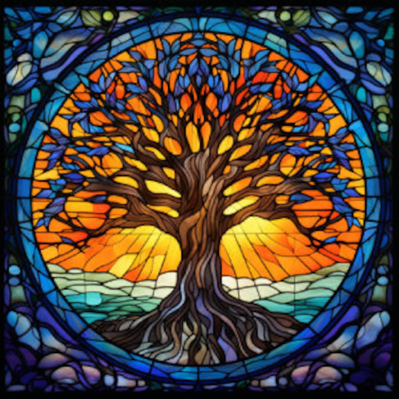 Stained Glass Tree Printable Digital Download - Etsy