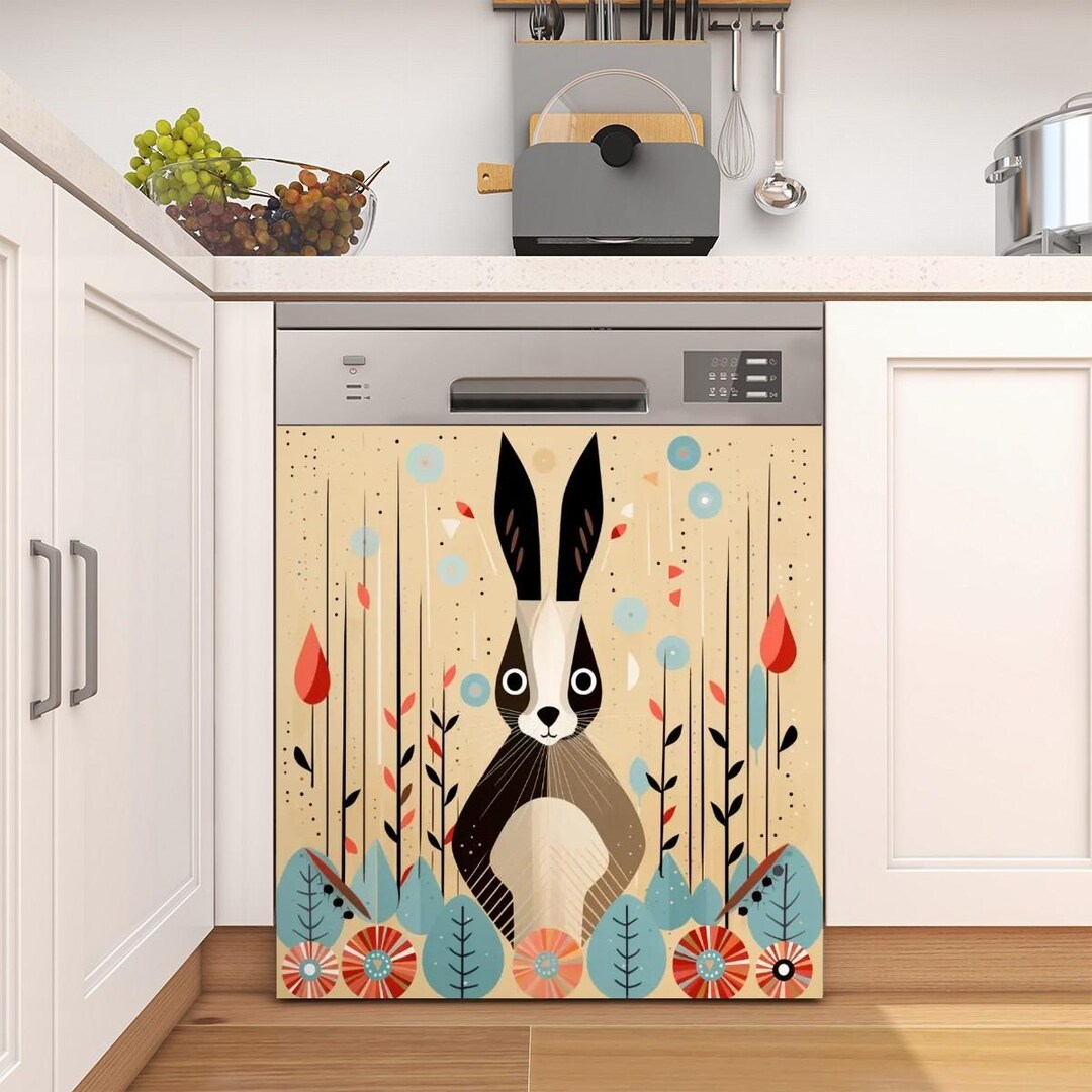 Bunny Rabbit Farmhouse Kitchen Dishwasher Magnet Cover Recycle Bin ...