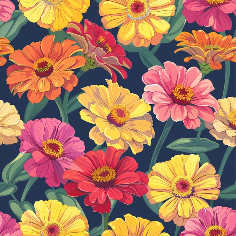 Zinnias Printable Digital Download - Etsy