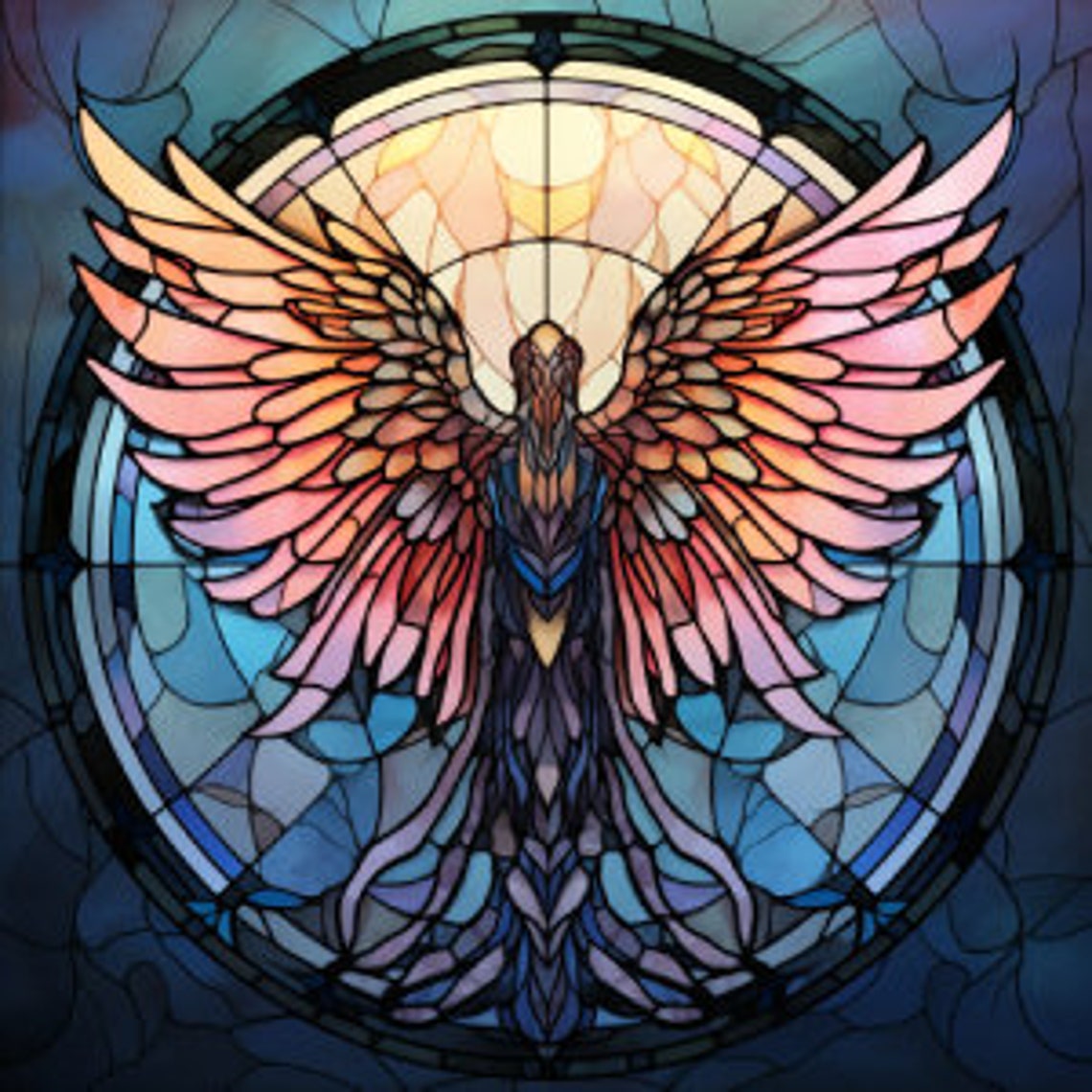 Angle Wings Stained Glass Printable Digital Download Wall Art, Window ...