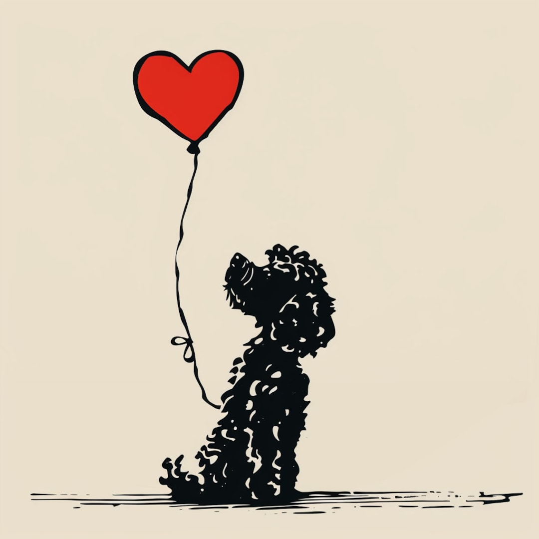 Poodle and Heart Printable Digital Download - Etsy