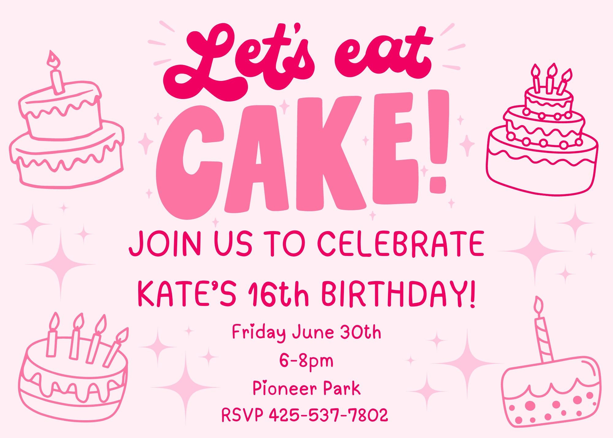 EDITABLE "lets Eat Cake" Birthday Party Invitation, Birthday ...