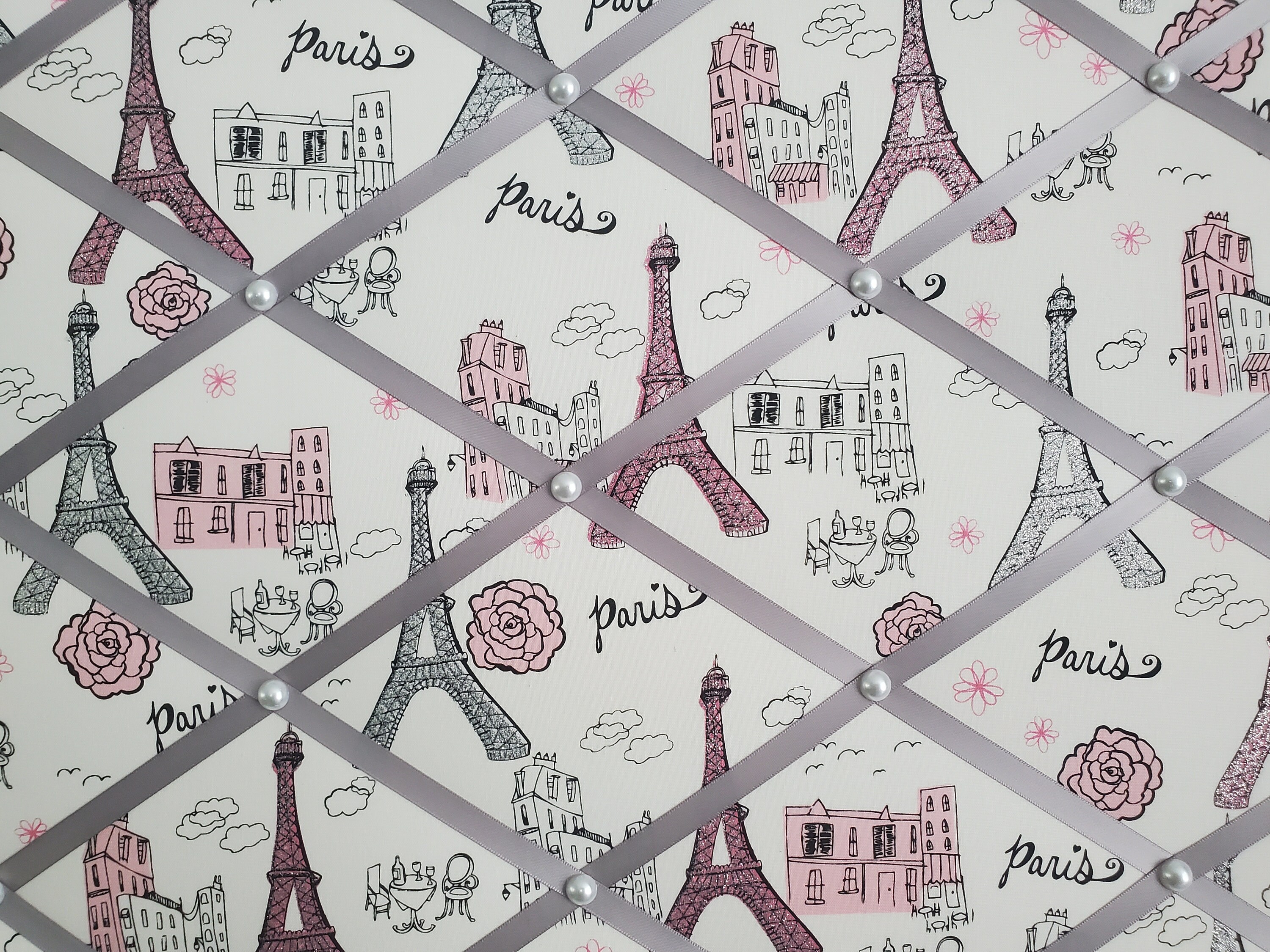 Large Paris themed fabric memo / photo / vision board | Etsy