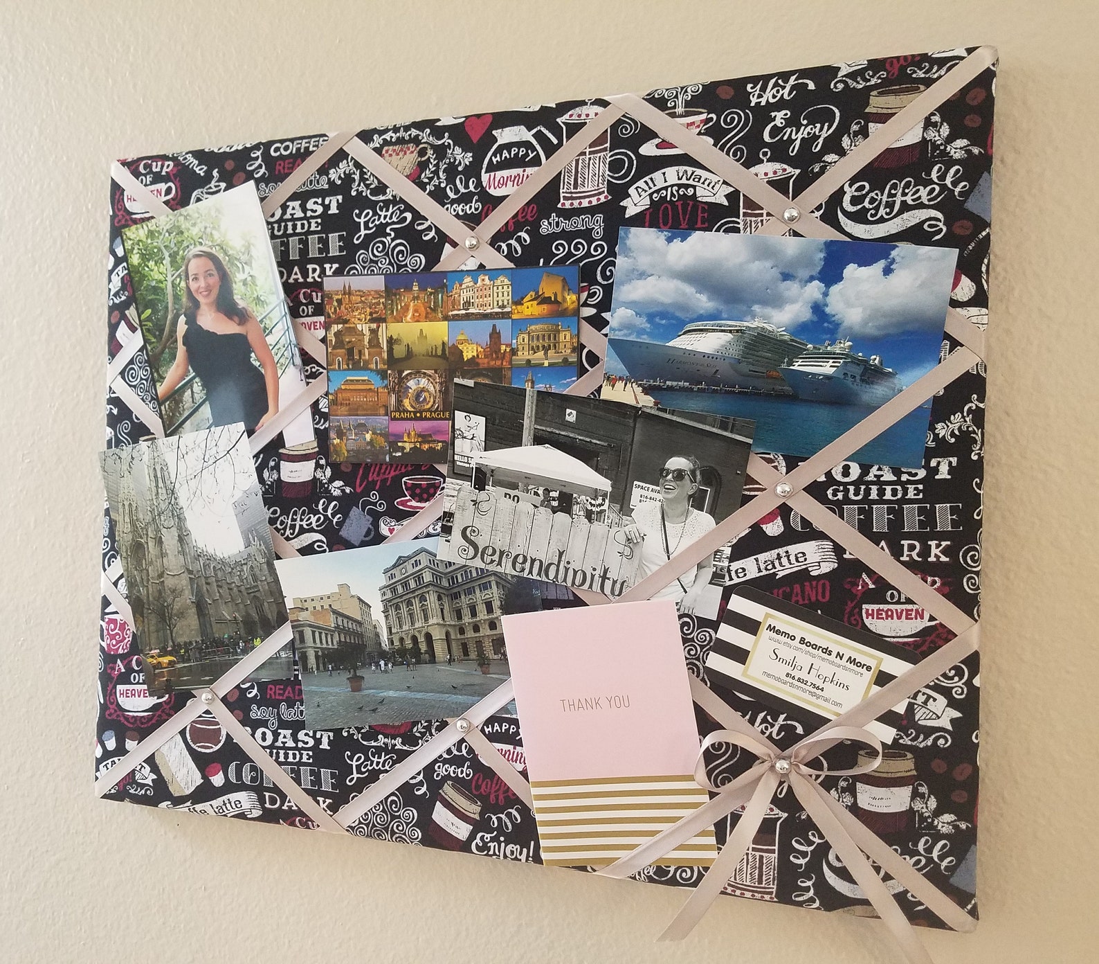 Coffee Themed Fabric Memo / Photo / Vision Board | Etsy