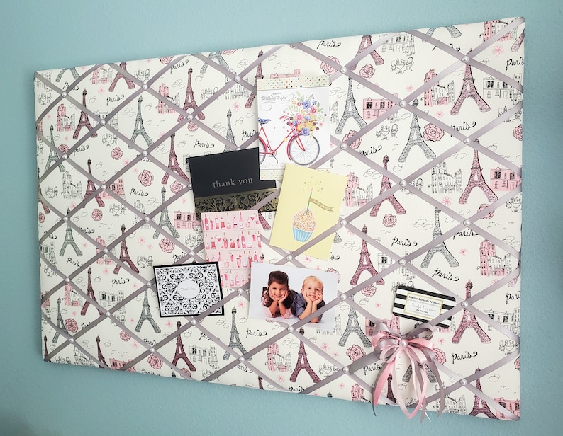 Large Paris Themed Fabric Memo / Photo / Vision Board - Etsy