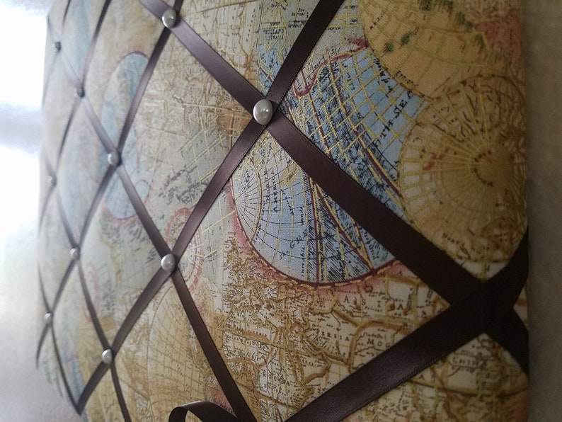 Vintage World Map Themed Fabric Memo - Photo - Vision Board - Etsy