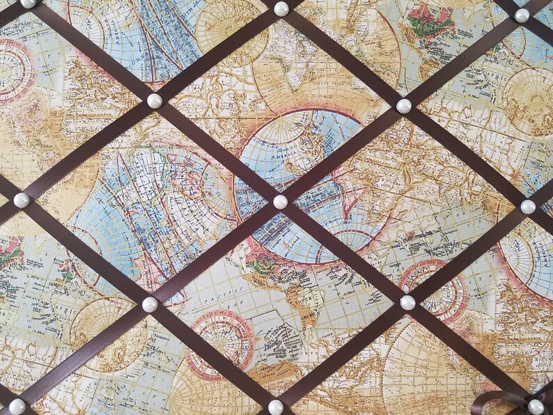 Vintage World Map Themed Fabric Memo - Photo - Vision Board - Etsy