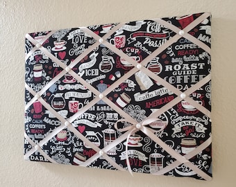Coffee Themed Fabric Memo / Photo / Vision Board | Etsy