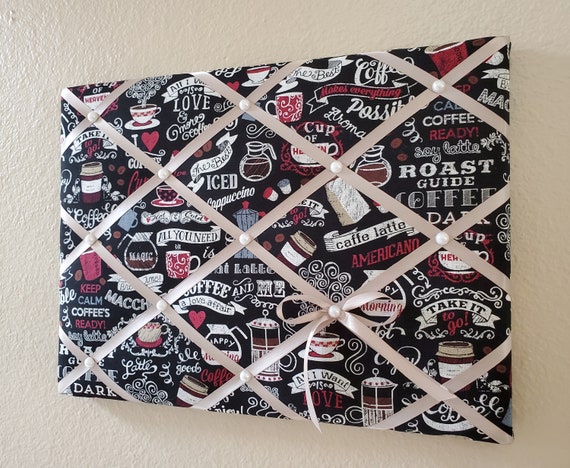 Coffee Themed Fabric Memo / Photo / Vision Board | Etsy