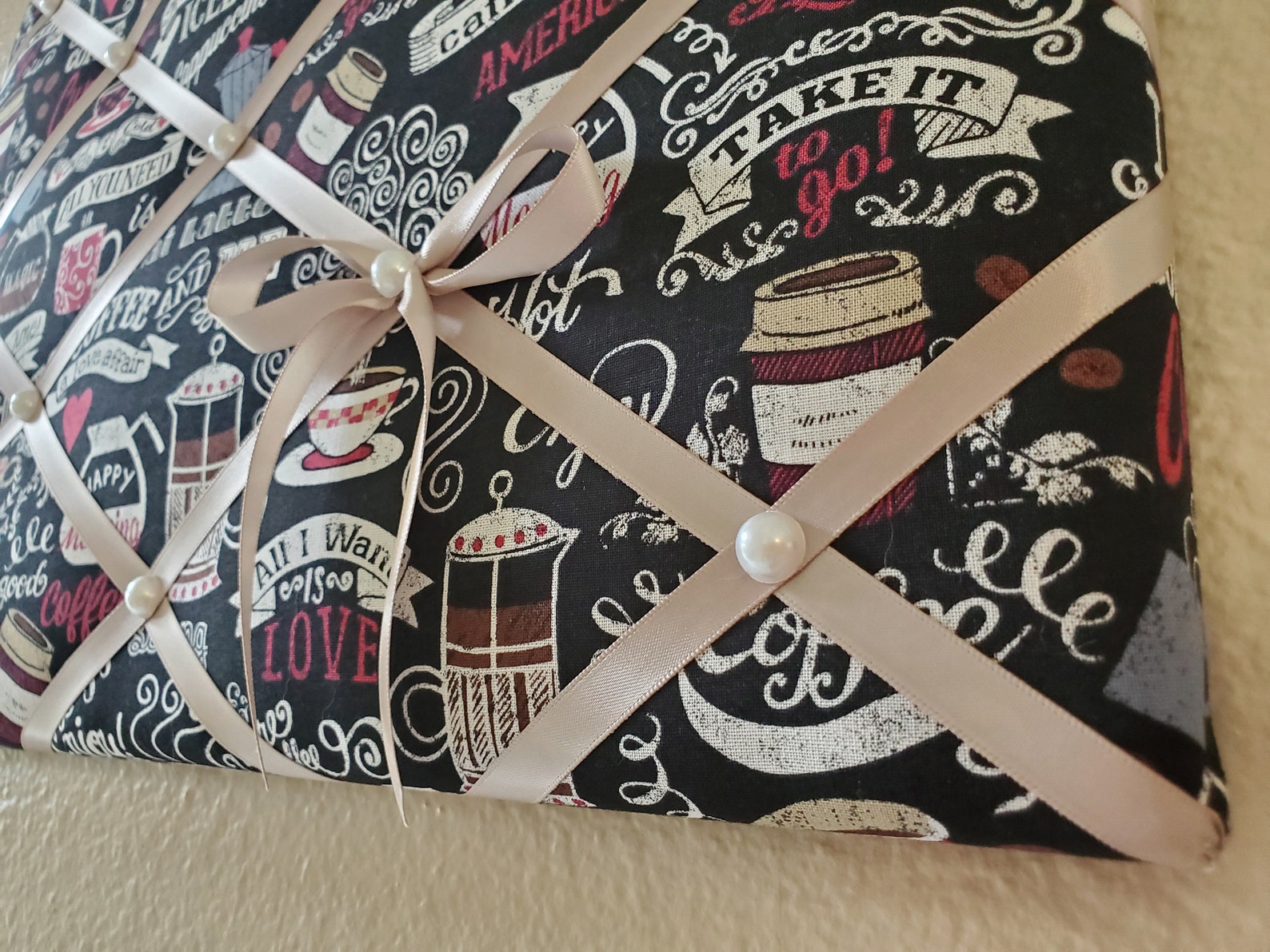 Coffee Themed Fabric Memo / Photo / Vision Board | Etsy