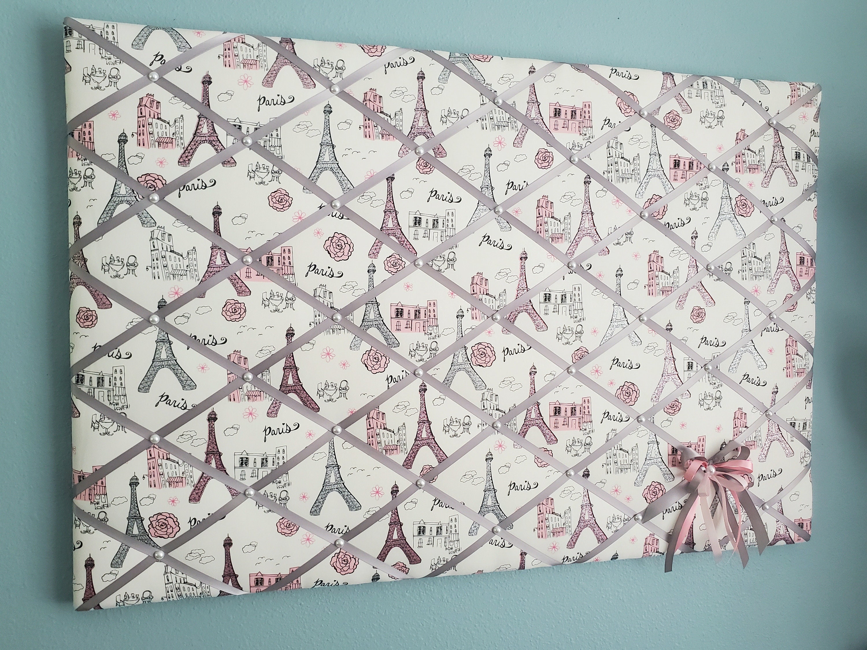 Large Paris Themed Fabric Memo / Photo / Vision Board - Etsy
