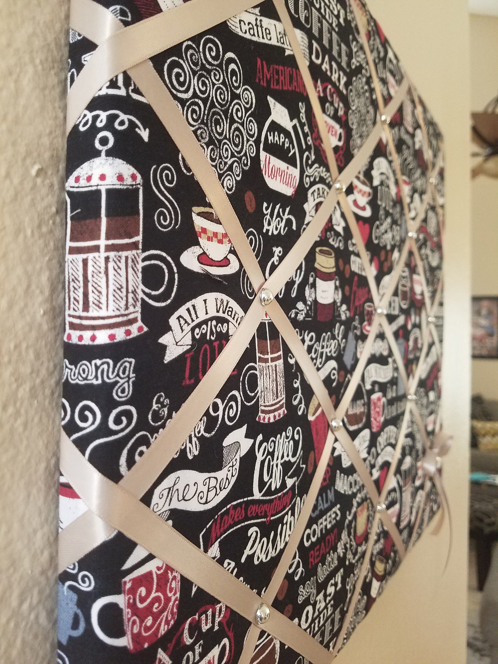 Coffee Themed Fabric Memo / Photo / Vision Board | Etsy