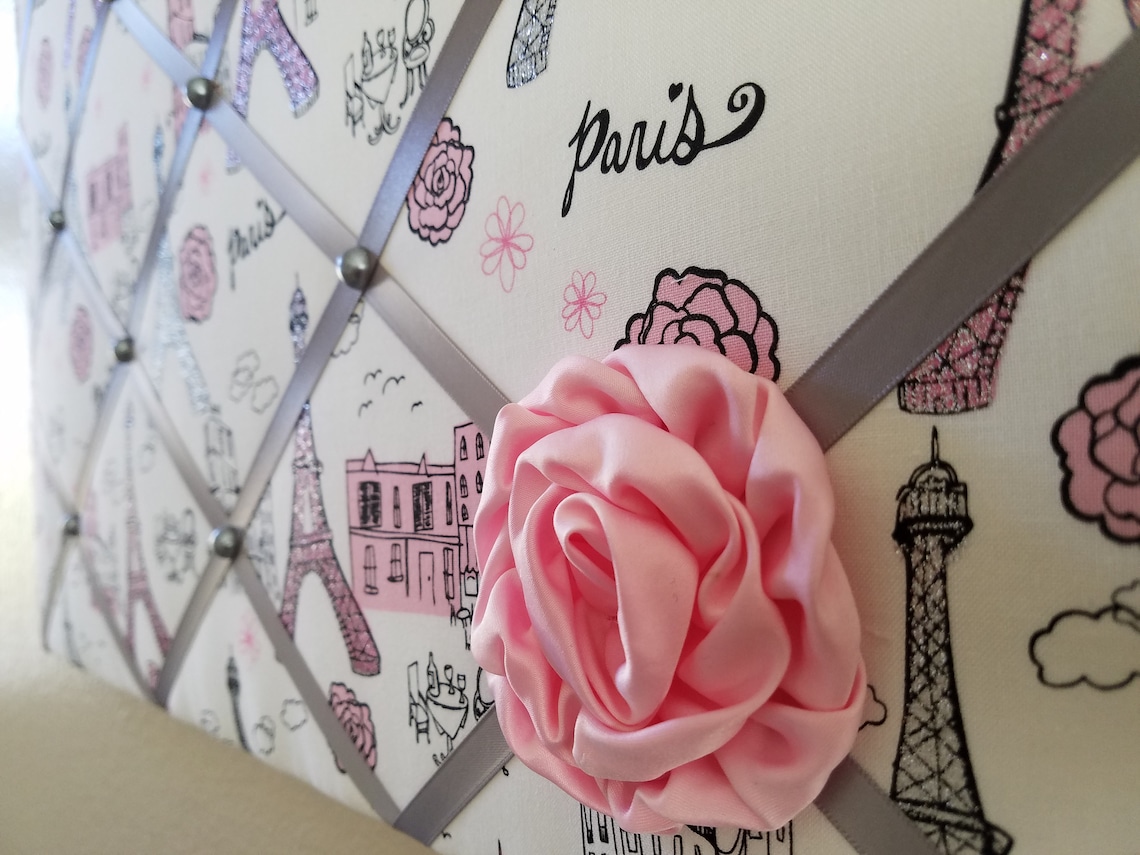 Paris themed fabric memo / photo vision board | Etsy