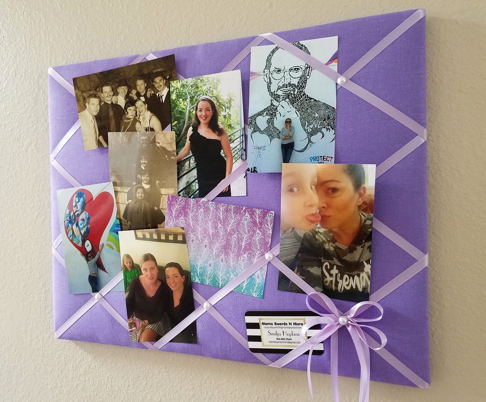 Light purple fabric memo photo vision board | Etsy