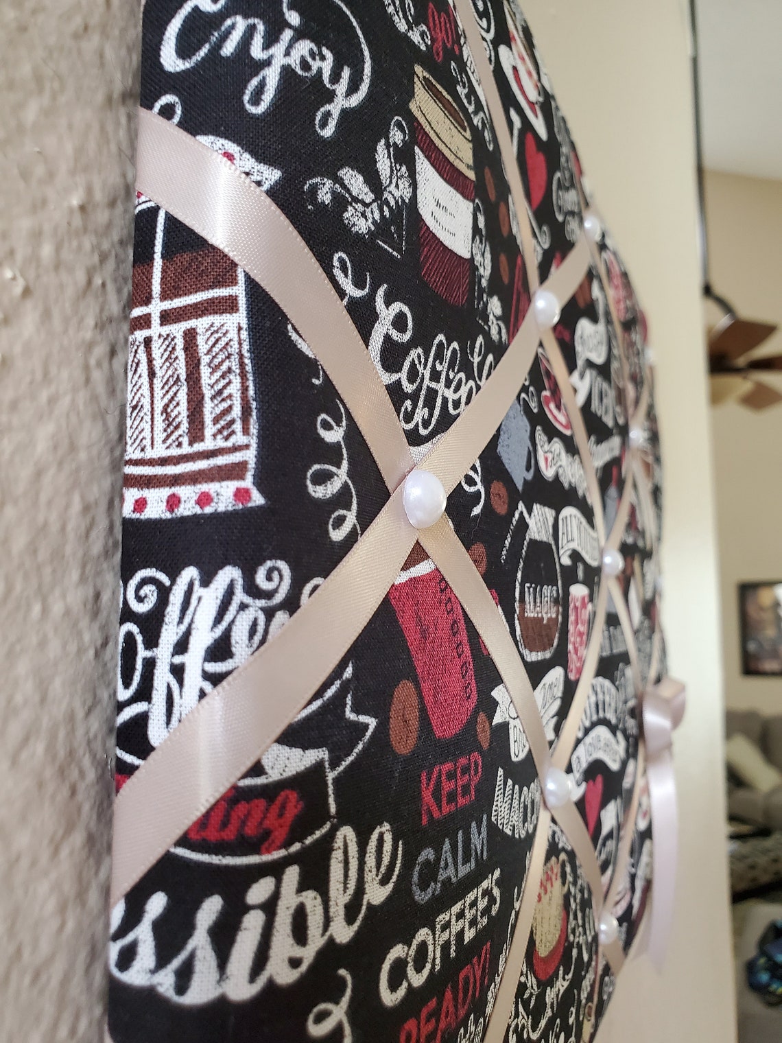 Coffee Themed Fabric Memo / Photo / Vision Board | Etsy